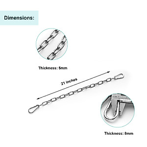 2 Pack Extension Chain with 4 Carabiners Snap Hook for Hammocks Stand Chairs Porch Swing, 450 Lbs Capacity