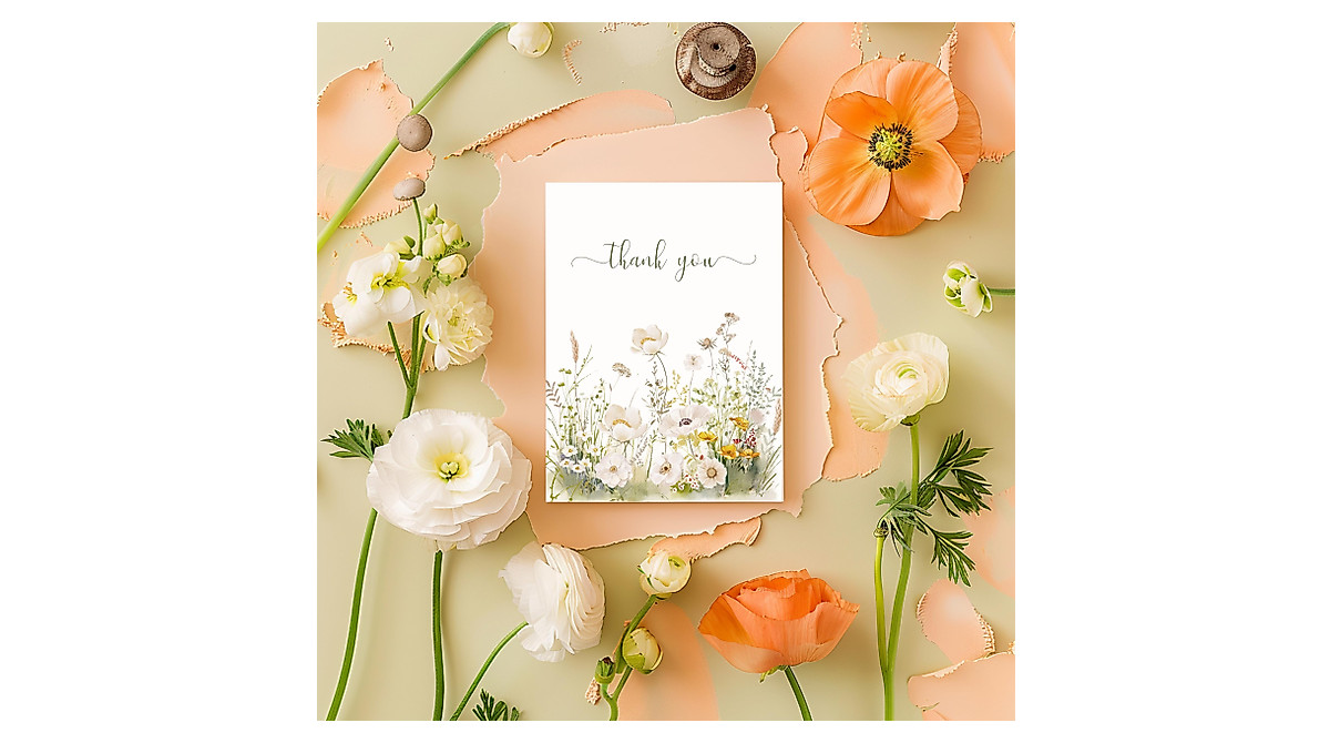 Elegant Floral Thank You Cards - 20 Pack Set