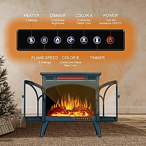 Rintuf Electric Fireplace Heater, 1500W Infrared Fireplace Stove with 3D Flame Effect, 5100BTU Electric Fireplace with Remote Control, Ideal for Indoor Outdoor Home Use