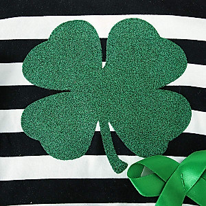 XFGLCK Toddler Baby Girls St.Patrick’s Day Striped Dress Outfits Shamrock Princess Party Dress Playwear Tutu Skirt + Headband (Green, 2T / 3T)