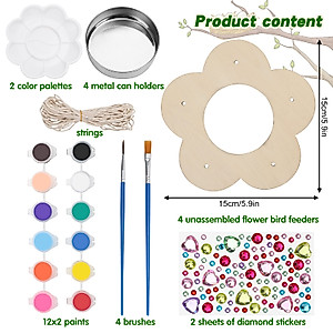 HOLICOLOR 4 Pack Arts and Crafts Bird Feeders Wooden DIY Painting Kits Garden Outdoor Activities for Children Girls Boys Easter Gift Age 3-5 4-8 8-12