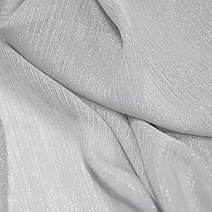 Glitter Chiffon Sheer Crepe Fabric for Bridal Decoration & Crafting 59 Inches Width by The Yard Entelare(Silver Grey 2Yards)