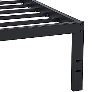 PrimaSleep 18 Inch Tall Metal Bed Frame/Dura Steel Slat/Anti-Slip Support/No Box Spring Needed, Queen, Black