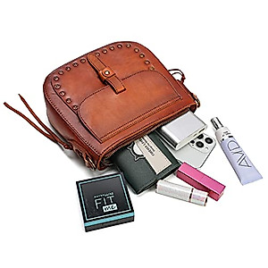 Montana West Genuine Leather Crossbody Bags for Women Vintage Studded Purse Brown MWG02-9065BR