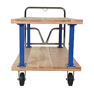 Vestil VHPT/D-3060 Double Decker Hardwood Platform Cart, 1600 lbs Capacity, 60" Length x 30" Width Deck, Overall Height (in.) 36-1/2, Lower Deck Height (in.) 9-1/2, Top Deck Height (in.) 29-1/2