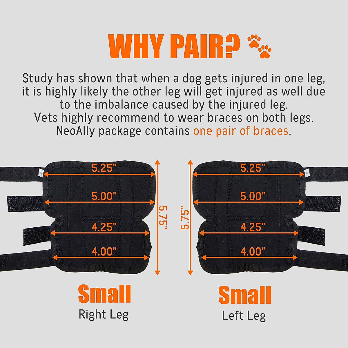 NeoAlly - Rear Leg Hock Brace with Metal Spring Strips, Dog Leg Brace for Rear Leg, Hock & Ankle Support, Rear Dog Leg Brace for Large Dogs, Long. (Both Legs, Small)
