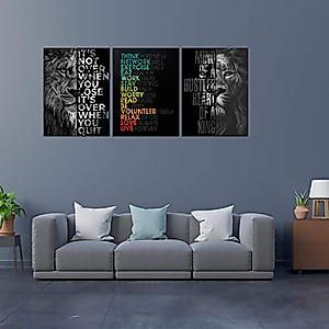 Motivational Office Wall Art Inspirational Canvas Wall Art Hustle Posters Wall Decor Entrepreneur Quote Wall Paintings Picture 3 Pieces Artwork for Bedroom Home Decor Wooden Framed (36”Wx16”H)