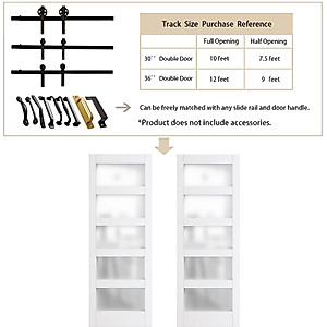 ARKHJEM Double 30''x84'' Frosted Glass Barn Door x 2, DIY Interior Barn Doors for Home 5 Lattices of Clear Glass Easy Installation for Living Room(No Hardware Include)