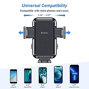 Blukar Car Phone Holder, Air Vent Car Phone Mount Cradle with One Button Release Function and Hook Clip - 360° Rotation Super Stable Car Phone Holder Compatible with All 4.0 to 6.7 inches Phones