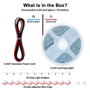 LPHUMEX RV Awning Lights, 16.4FT White Camper Awning Lights for Outside Awning, Waterproof RV Led Light Strip for Motorhome Travel Trailer Canopy with Extension Cable