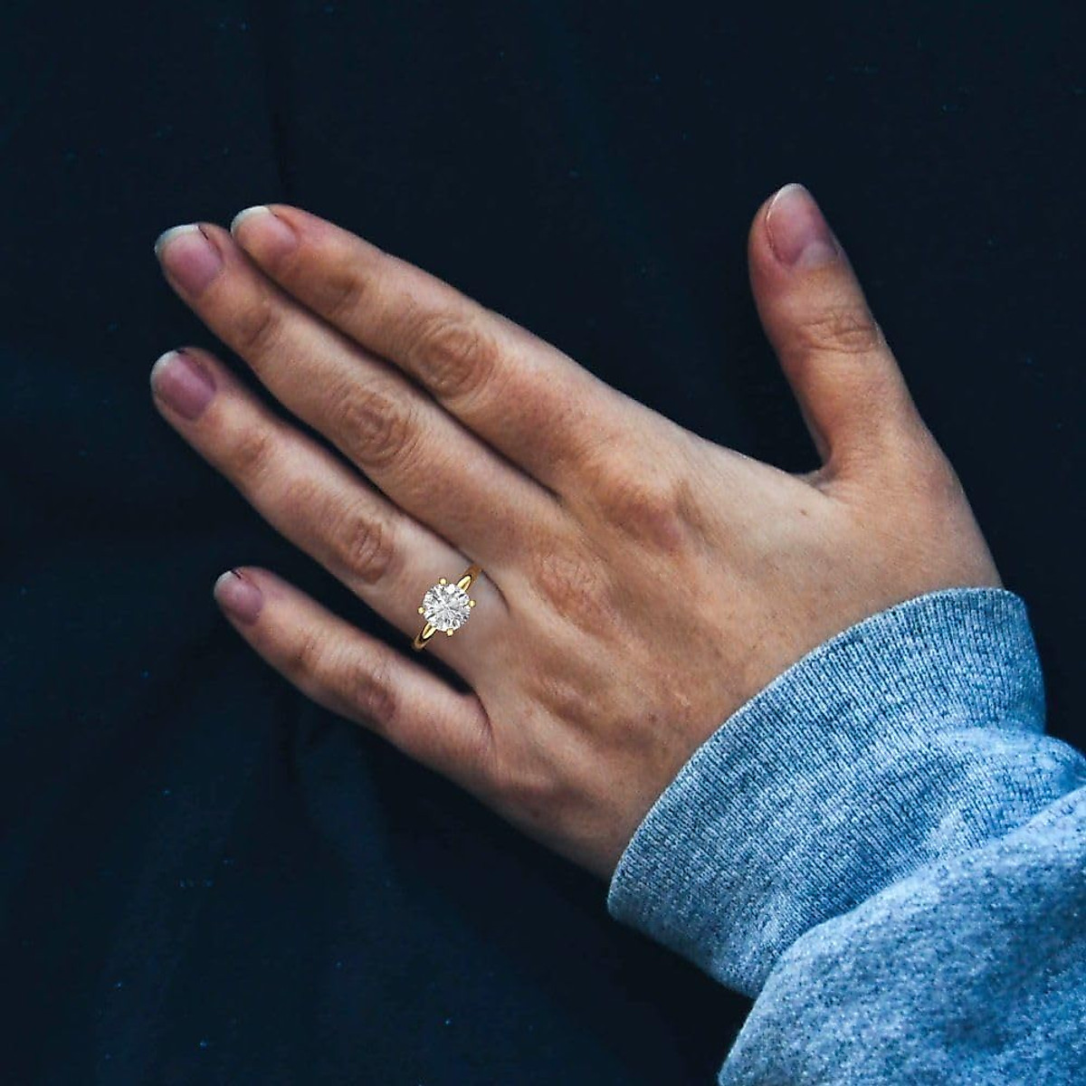 Clara Pucci 3 Ct Brilliant Round Cut Clear Simulated Diamond 14K Yellow Gold Solitaire Engagement Promise Bridal Anniversary Ring Size 10