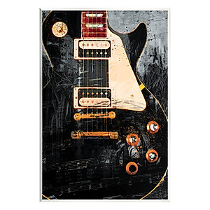 Stupell Industries Vintage Electric Guitar Music Notes Wood Wall Art, Design by Savannah Miller
