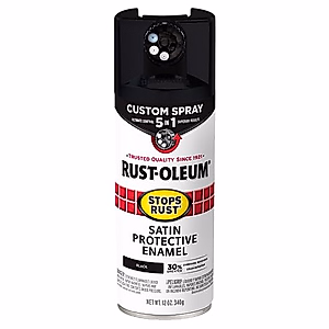 Rust-Oleum 376869 Stops Rust Custom Spray 5-in-1 Spray Paint, 12 oz, Satin Black