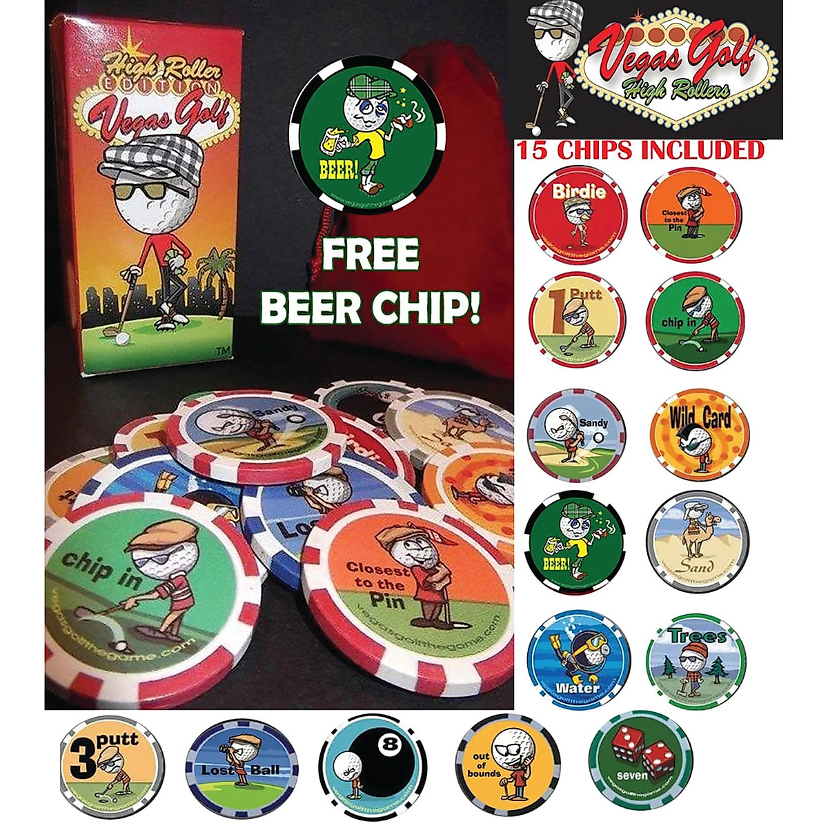 Vegas Golf High Roller Edition with 15-Chips! Now Includes a Free Beer Chip