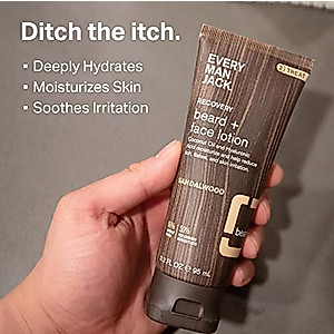 Every Man Jack Recovery Beard + Face Lotion for Men - with a Warm Sandalwood Scent 3.2 oz