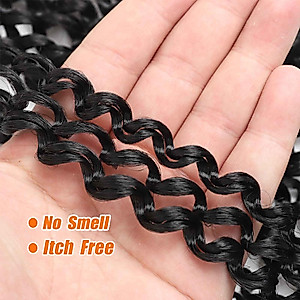 Passion Twist Hair 18 Inch 6 Packs Black Water Wave Braiding Hair for Butterfly Locs Passion Twists Bohemian Braiding Hair Extensions (18Inch 6 Packs,1B#)