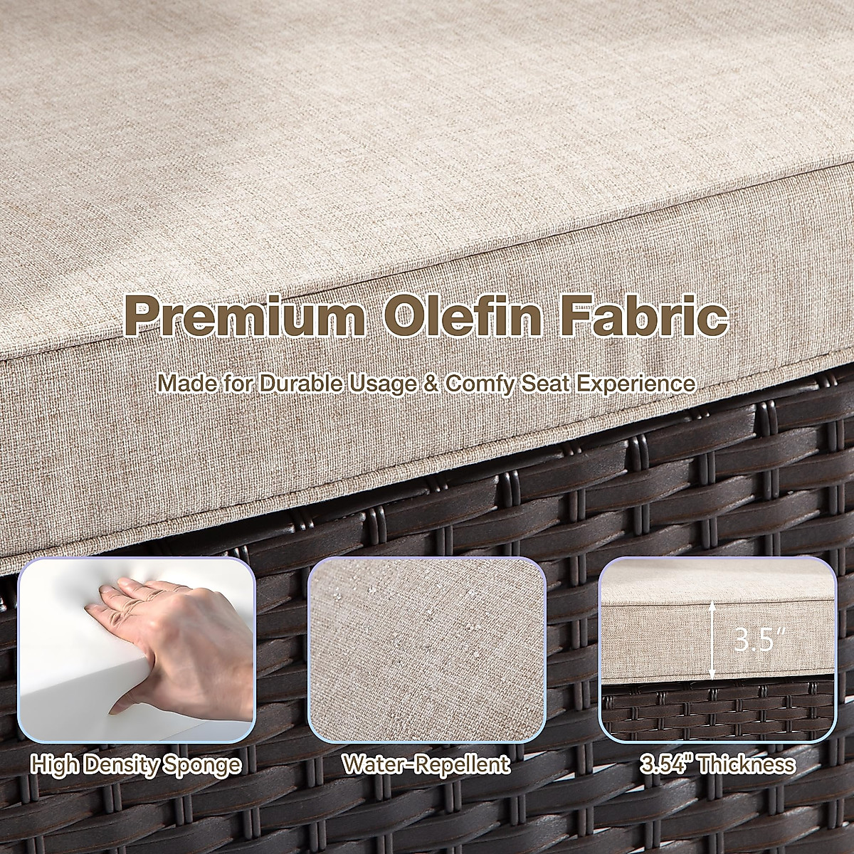 Gardenbee Patio Swivel Glider Wicker Chairs - Outdoor Swivel Rocking Chairs Set of 4 with 2 Wicker Side Tables, Patio Swivel Rocker Chair 6 Piece Patio Furniture Sets for Patio Porch Deck(Brown/Beige)