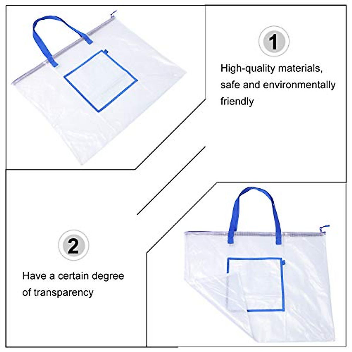 Healifty Art Portfolio Tote Bag PVC Waterproof Painting Board Storage Bag Drawing Tools Carry Bag for Bulletin Boards Artwork Charts and Teaching Material Blue