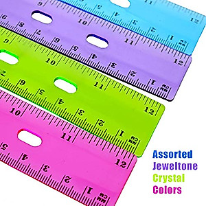 GIFTEXPRESS Pack of 6, Jeweltones Color Ruler, 12 Inches
