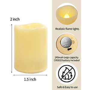 LOGUIDE Flameless Votive Candles,2 Inch Battery Operated Candles,24 pcs Last 6Days Longer Flickering LED Electric Fake Candle Bulk for Halloween,Party,Christmas,Wedding Proposal Decorations,Warm White
