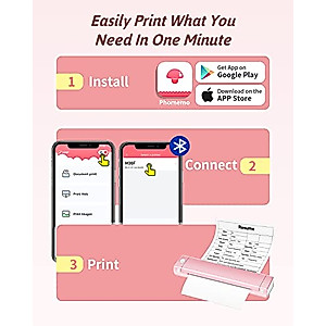 Odaro Pink M08F Letter Portable Printer for Travel with 100 Sheets Continual Thermal Paper 8.5" X 11" Letter Size