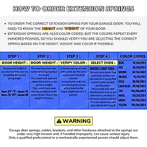 YoTooLGDS Pair of 130 lbs Heavy Duty Garage Door Extension Springs Stretch Springs, 25” Long, Double Loop Ends, High Precision Electrophoresis Black Coated,MIN 16,000 Cycles,for 7ft High Garage Doors