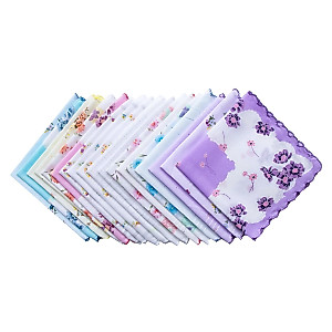 La closure Women's 100% Cotton Handkerchiefs Print Floral Handkerchief Assorted Pack