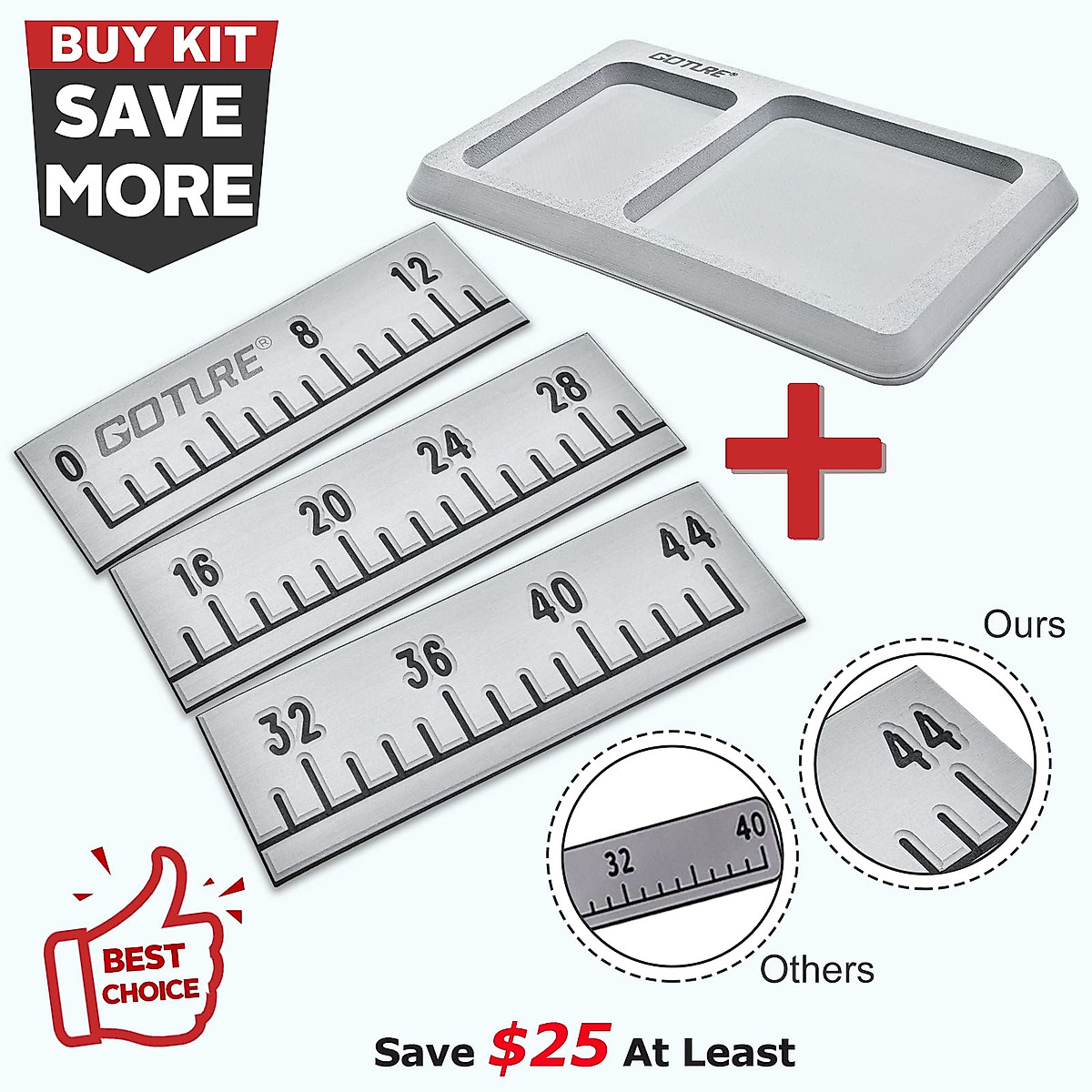 Goture Boat Foam Fishing Ruler and Cell Phone Holder Kit,2 in 1 Fishing Boat Dash Accessory Adhesive Backing Fishing Tool,44" Fishing Measurement Tool Boat Gadgets Segmented Fish Measuring Board