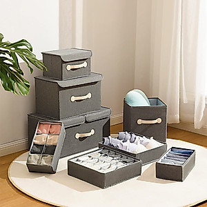 Storage Bins with Lids Foldable Stackable Storage Bags Boxes Closet Organizers and Blanket Storage Containers with Double Handle and Removable Divider for Bedroom Home Office Large 2 Pack 36.5L Elegant Gray