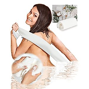 Korean Body Exfoliating Cloths, for Sensitive Skin, Remove Bad Smell Paper Fiber Wash Scrubber, ECO-Friendly Washcloth, Clean Shower Towels, Sponge, Loofah Scrub for Back, (11.4 x 38.2 Inches) HA SHI