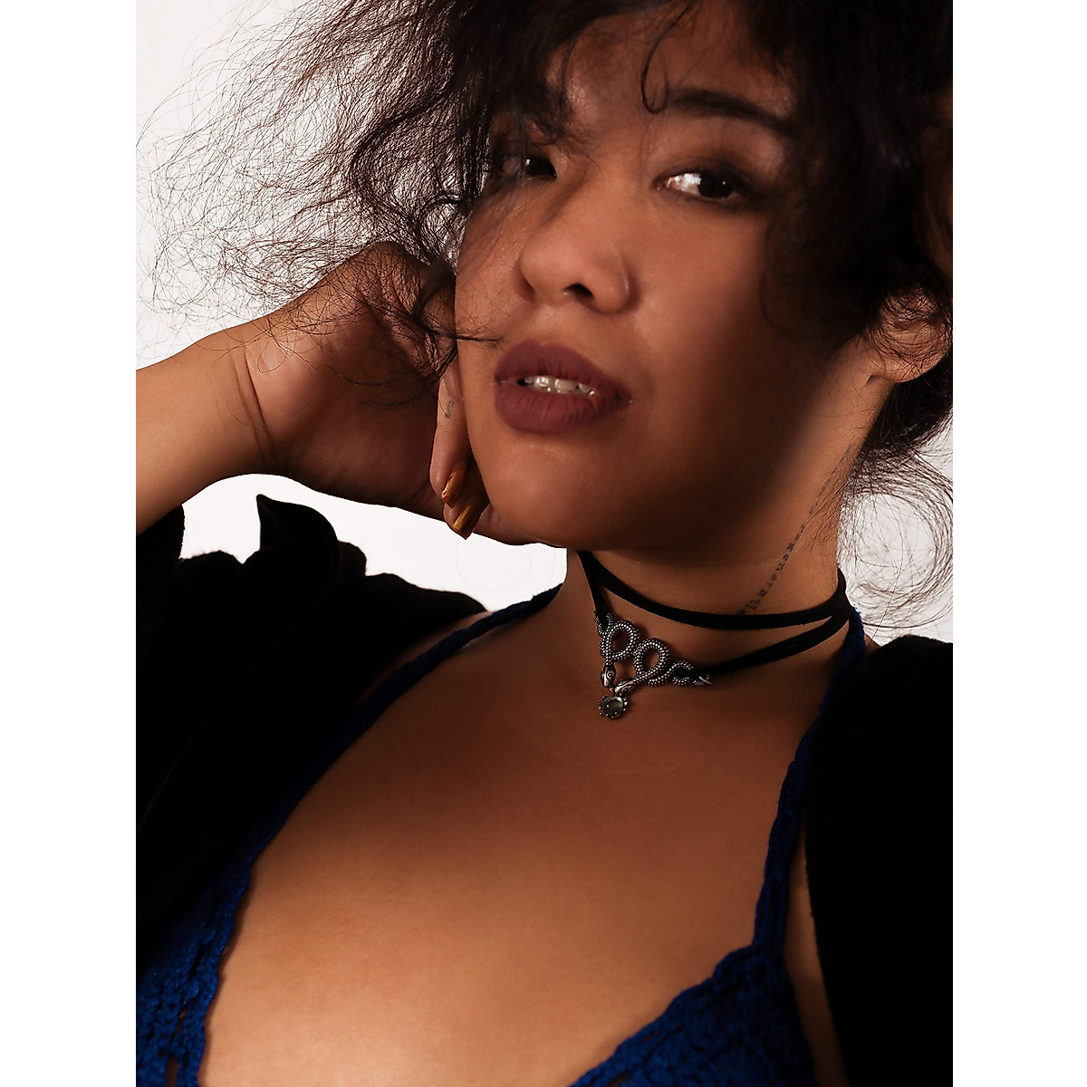 Sacina Gothic Snake Choker Necklace, Zinc Alloy Snake Pendant, Medusa Goth Jewelry Christmas Gift for Women (Black)