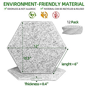 12 Pcs Acoustic Panels,Self-adhesive Sound Dampening Panels, 12 X 10.5 X 0.4 In Sound Proof Foam Panels,High Density Sound Proofing Padding for Wall, Acoustic Treatment for Studio, Home (grey)