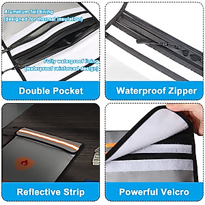 2023 Upgraded Fireproof Bag for Documents (2200℉), Fireproof Money Bag for Cash with Zipper (Reinforced Fire Protection - Aluminum Foil Lining), Waterproof Document Pouch for Valuables