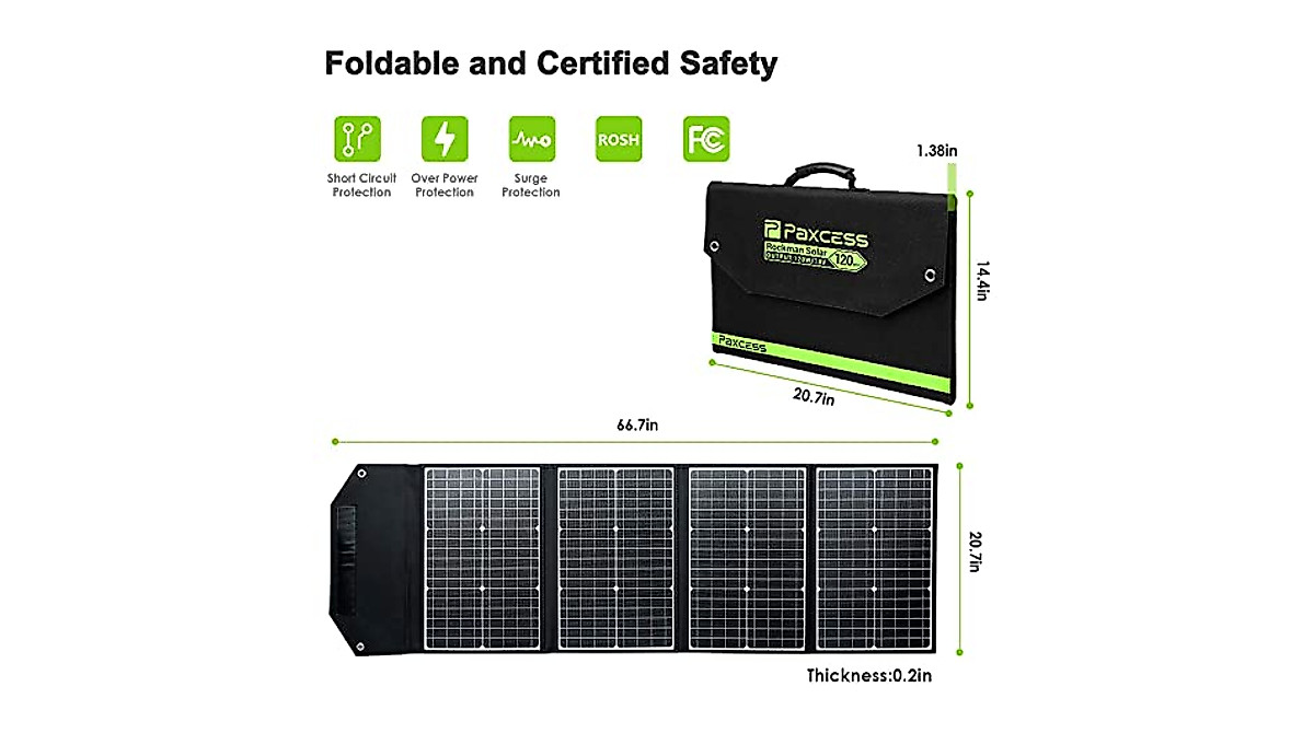 PAXCESS RM120 120W 18 Volt Portable Solar Panel with USB Output for ...