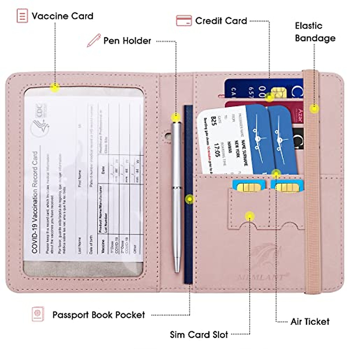 MLMLANT Passport Holder Travel Wallet, RFID Blocking Leather Passport Cover Case with Wallet for Credit Card, Money, Boarding, Vaccine Card Holder 【Travel Gifts for Women Men and Couples】