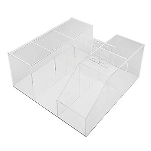 #N/A Makeup Organizer Eyelash Extension Supplies Storage Display Box w/Tweezer Holder Stand 22 x 22 x 10cm - Transparent Acrylic