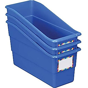 Really Good Stuff-164304 Riverside Name Labels Durable Book and Binder Holders, 5¼" by 12½" by 7½" (Set of 12) - Ideal for Narrow or Vertical Storage Needs Like Magazines, Books, Folders - Color-Code