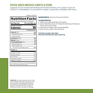 Augason Farms Freeze Dried Broccoli Florets & Stems Can, Emergency Food Supply, Everyday Meals, 34 Servings