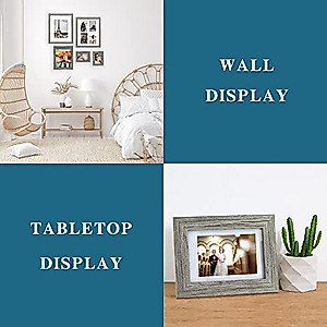 Hongkee 8x10 Picture Frame Set of 2, Grey Photo Frame of Rustic Style, Multi 8 by 10 Photo Frame for Wall or Tabletop Display - 5x7 Frame with Mat or 8x10 Without Mat