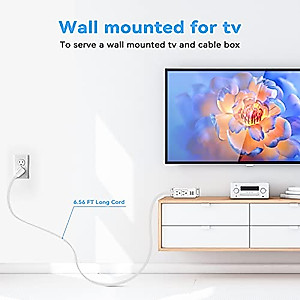 Kungfuking Power Strip with USB, Wall Mountable Socket Surge Protector Power Strip with 2 AC Outlets and 2 USB Charging Ports White Extension Cord 6.56 FT, Flat Plug