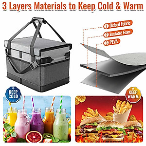 HULISEN Large Grill Caddy with Lid and Paper Towel Holder, BBQ Caddy for Outdoor Grill, Insulated Foldable Barbecue Picnic Caddy for Plates, Utensils, Camping Supplies, Travel or RV, Camper Must Haves