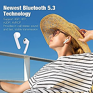 Wireless Earbuds, Bluetooth 5.3 Earbuds HiFi Sterero with 43H Playtime, IPX6 Waterproof True Wireless Earbuds with Microphone, Bluetooth Headphones for Sport and Working