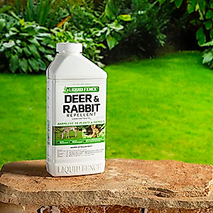 Liquid Fence Deer & Rabbit Repellent Concentrate,Keep Deer & Rabbits Out of Garden Patio &Backyard,Use on Gardens Shrubs &Trees, Harmless to Plants &Animals When Used & Stored as Directed, 40fl Ounce