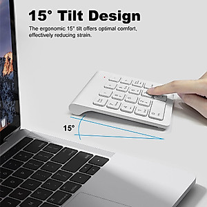 TRELC Wireless Numeric Keypad and Mouse Combo, Mini 2.4G 18 Keys Number Pad with Silent Mouse, Financial Accounting Data Entry Numpad Keyboard Extensions for Laptop, PC, Desktop, Notebook (White)