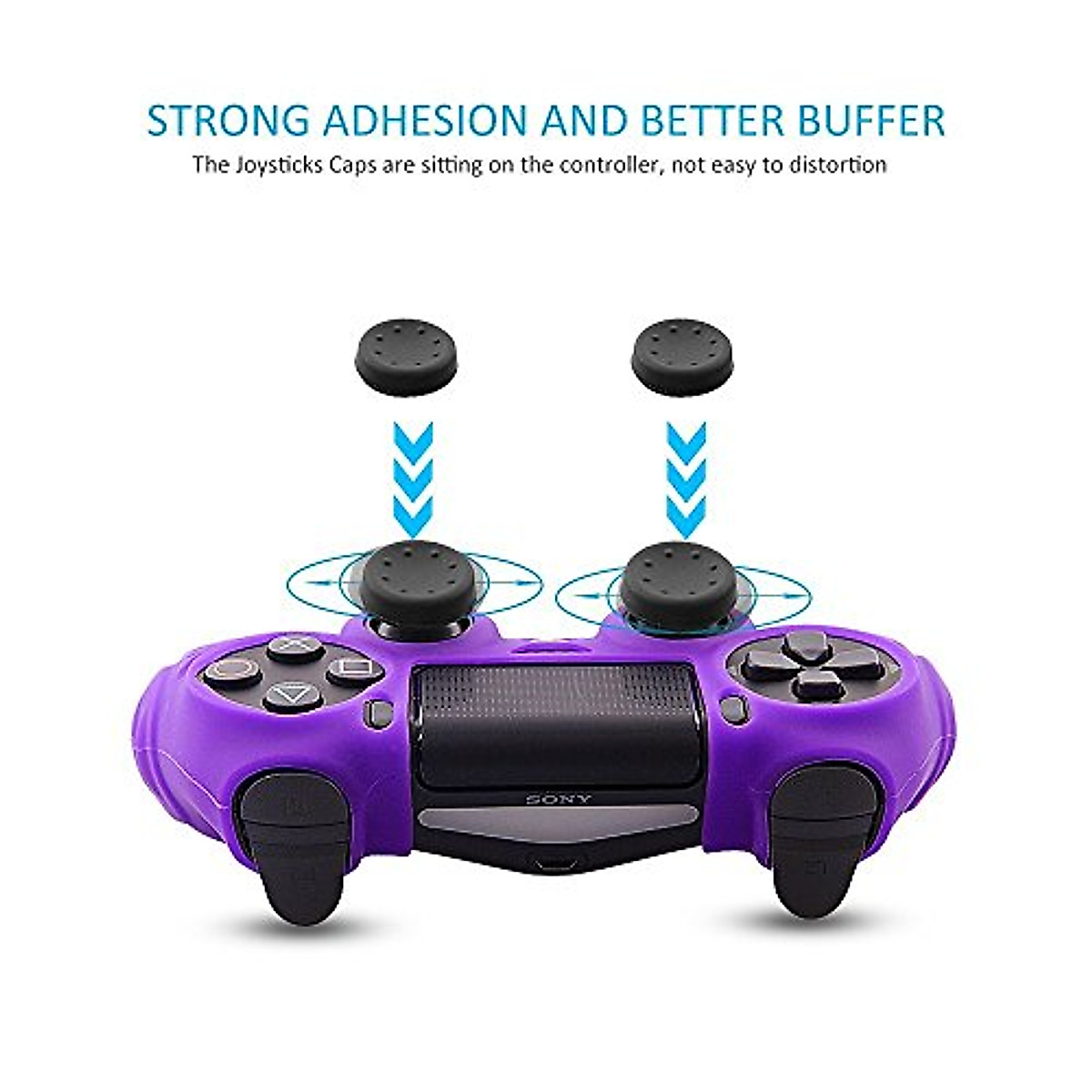 PS4 Controller Grip Skin Anti-Slip Silicone Case Cover for Sony Playstation 4 PS4/Slim/Pro Controller with 8 x FPS Pro Thumb Grips (Purple)
