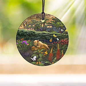 Disney – The Lion King – Return to Pride Rock – Young Simba and Nala – Thomas Kinkade Studios – 3.5” Starfire Prints Hanging Glass Print Accessory – Suncatcher Hanging Glass Collectible