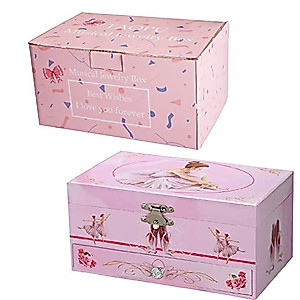 TAOPU Sweet Musical Jewelry Box with Pullout Drawer and dancing Ballerina Girl Figurines Music Box Jewel Storage Case for girls