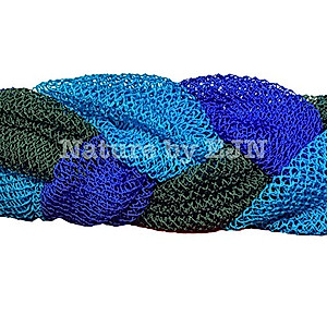 Nature by EJN - Net Bath Sponge, Customized N1 Weave, Long, NKN Naturals, Skin Exfoliation, African, Porous, Stretches to Approximately 49" (Sea Blue)