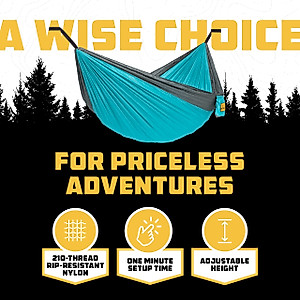 Wise Owl Outfitters Camping Hammocks Duo - Set of 2, Adults and Kids Hammock for Outdoor, Indoor, Single & Double Use w/Tree Straps - Camping Gear Essentials