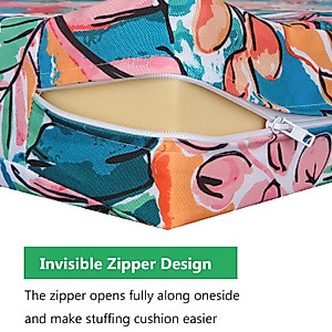 EHouseHome Patio Chair Seat Cushion Covers,Washable Slip Covers Replacement,Waterproof Outdoor Furniture Cushion Pillow Seat Cover for Couch,Garden,Sofa,20"×18"×4"(4 Covers Only,Tropical Leave)